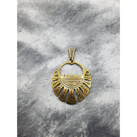 unknown | Jewelry | Vintage Stamped Brass Temporal Ring Pendant 25 Long ...
